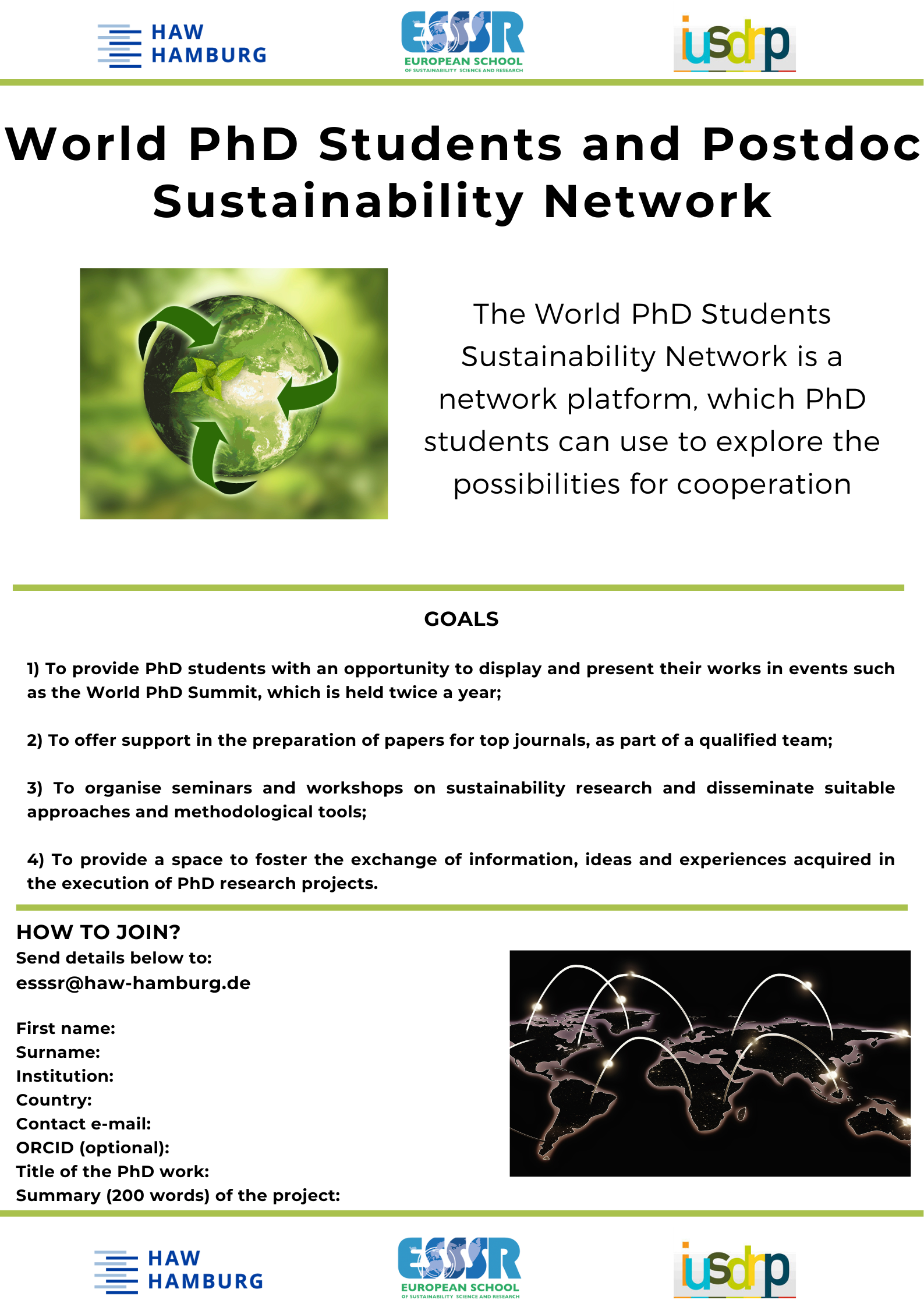 World PhD Students and Postdoc Sustainability Network – European School ...